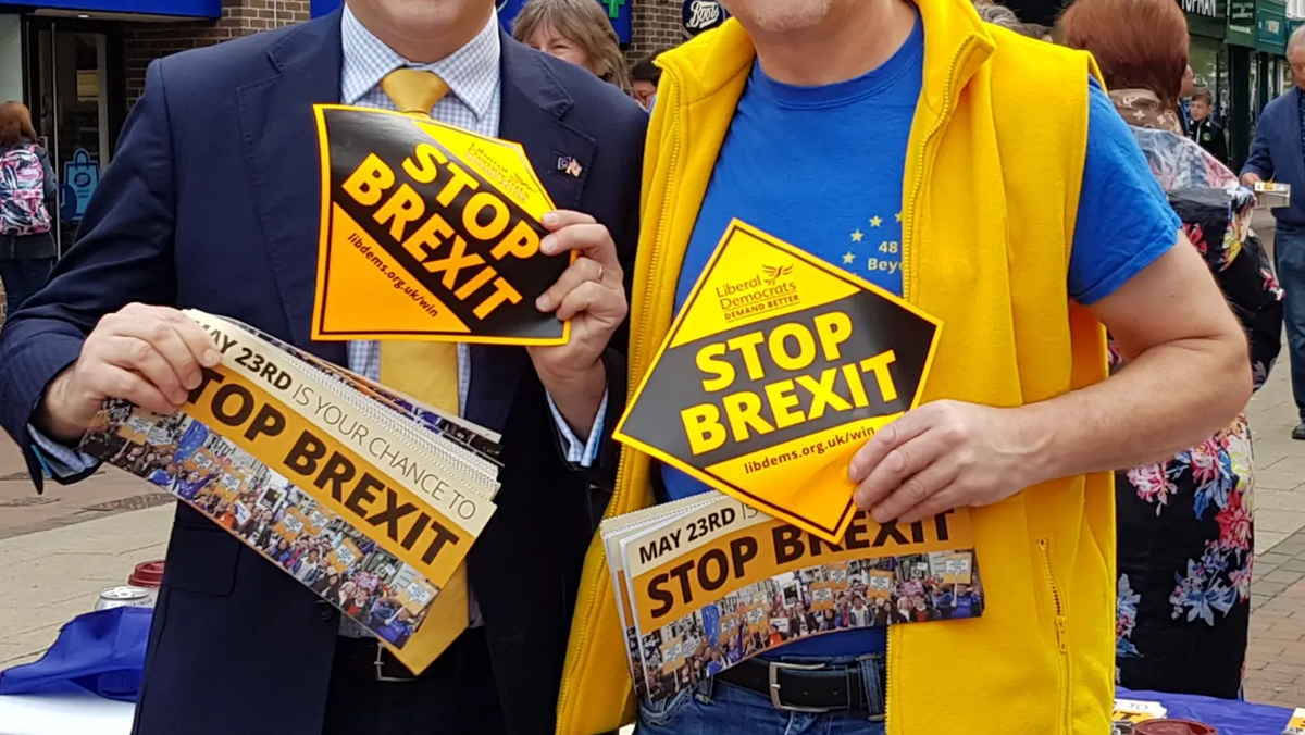 LibDem MEP candidate Antony Hook with Wealden Councillor in Tunbridge ...